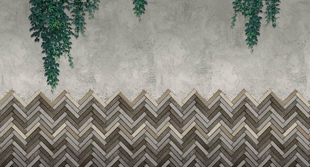 Fishbone Bricks in Green - Cobalt | eurowalls – eurowalls™